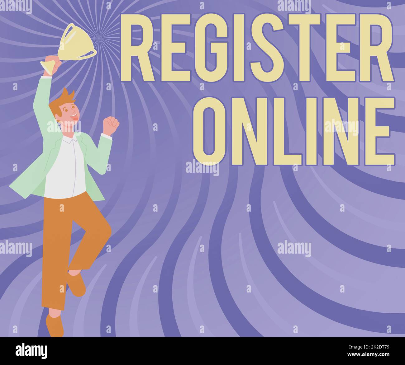 Text caption presenting Register Online. Word Written on official list ...