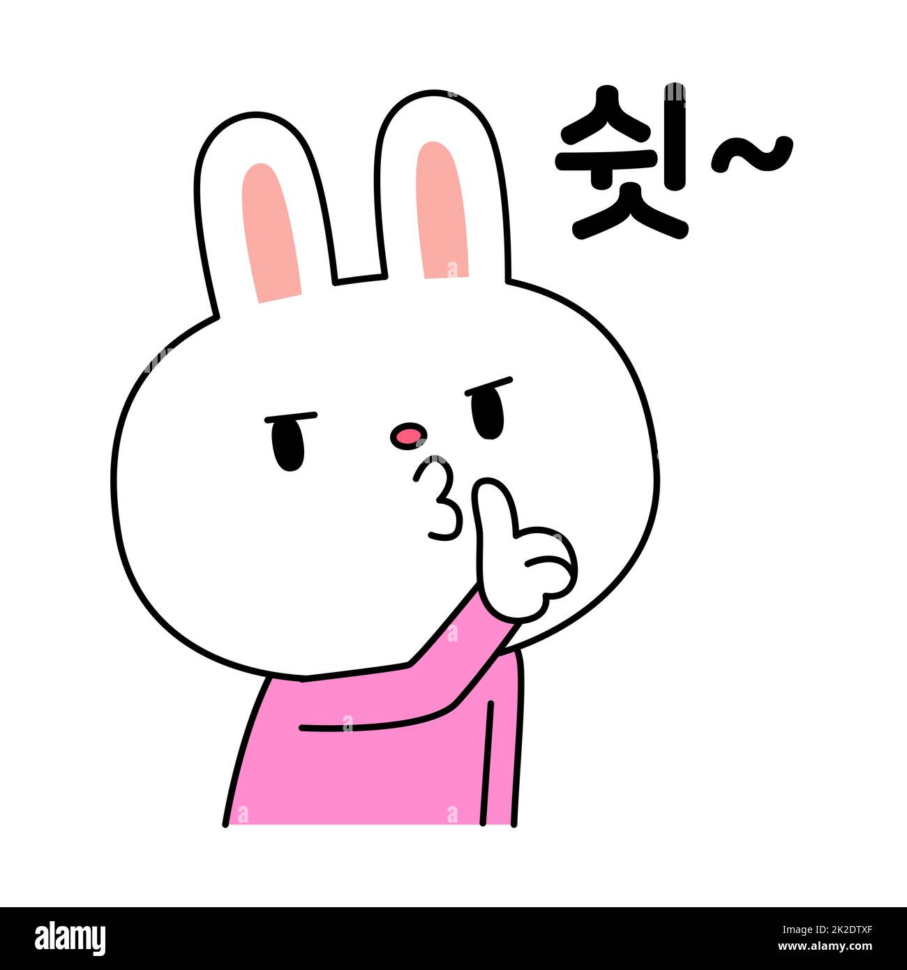 vector illustration of rabbit character shush, be quiet hand motion ...