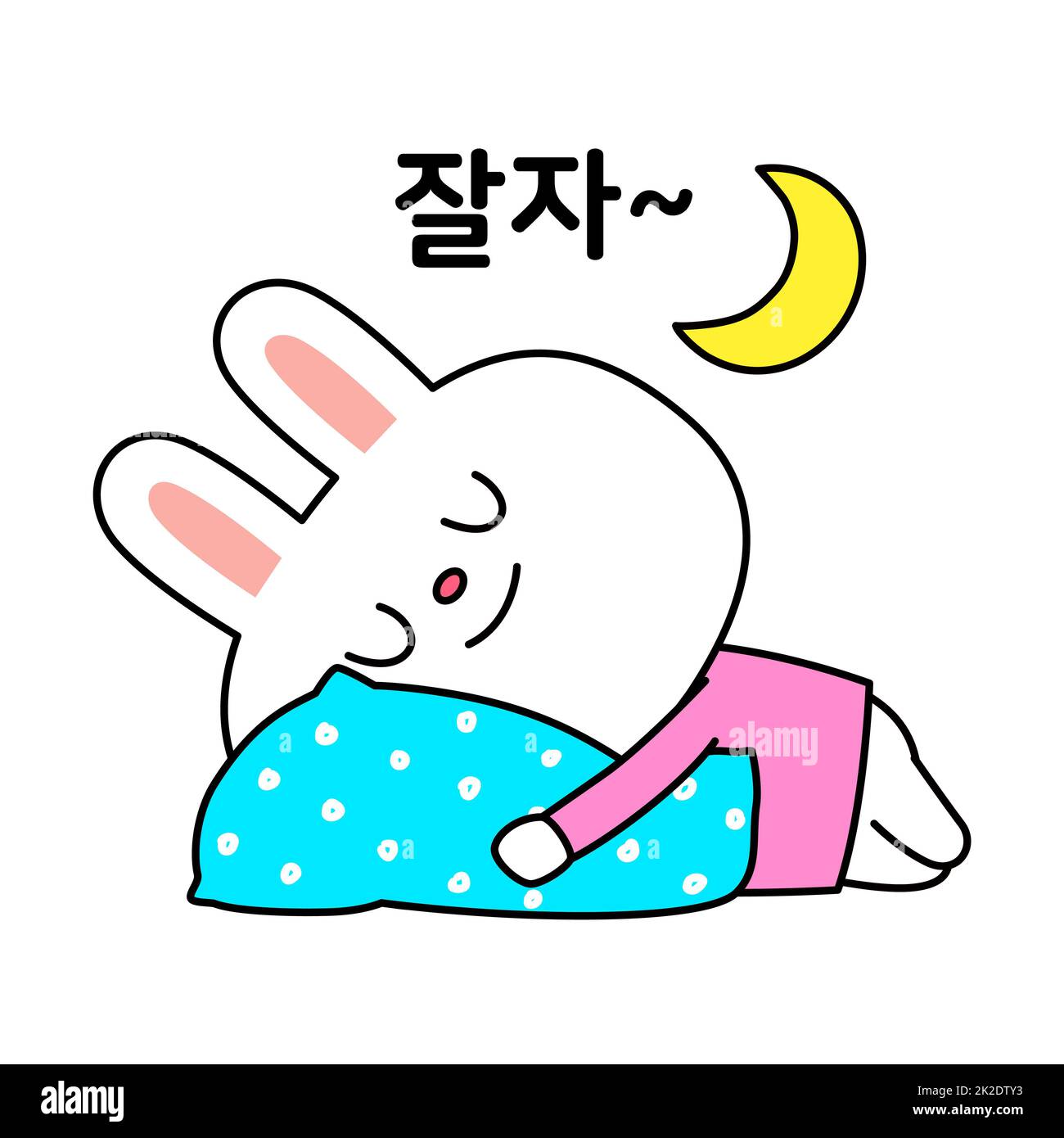 vector illustration of rabbit character deep sleeping Stock Photo - Alamy