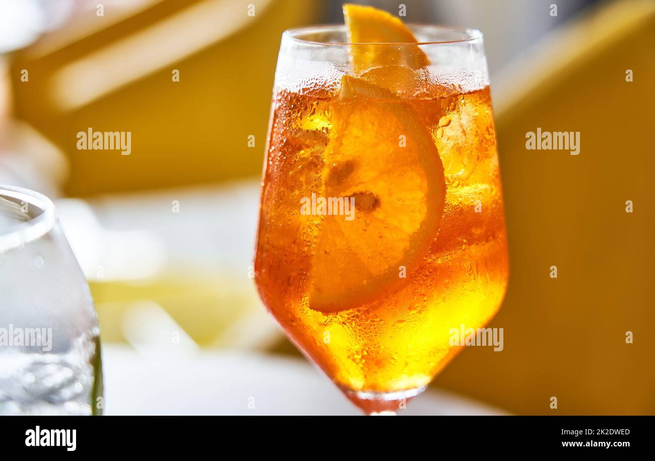 Glass of aperol spritz cocktail Stock Photo - Alamy