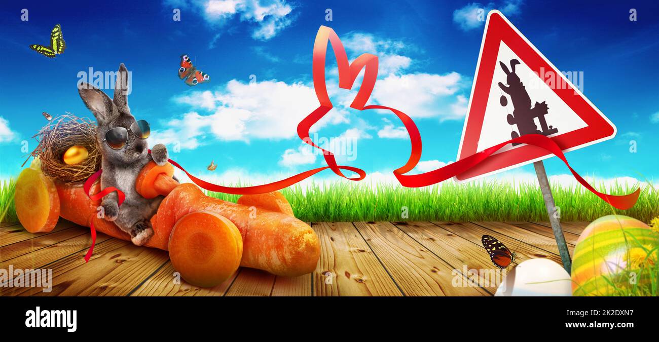 Funny Easter bunny. Happy Easter holiday concept Stock Photo - Alamy
