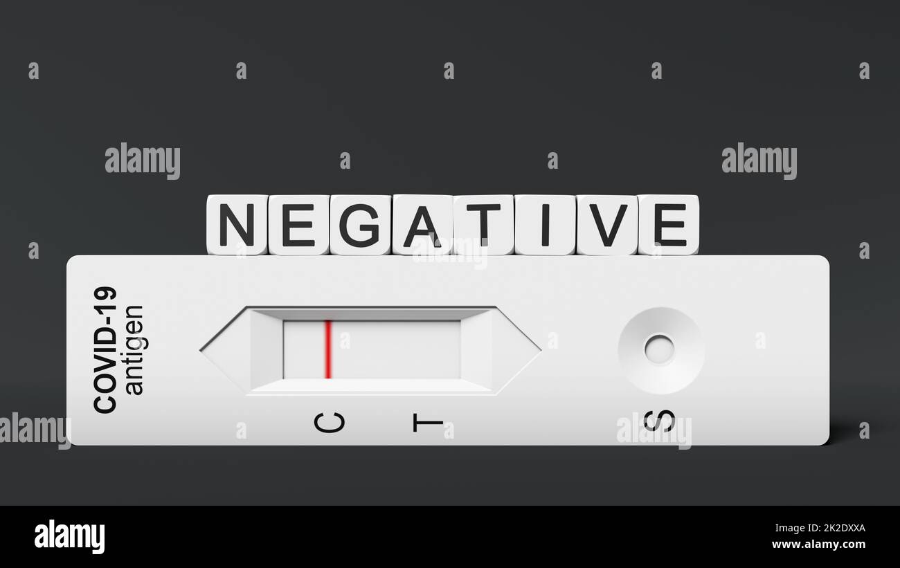 Negative test result by using rapid test device for COVID-19. 3d ...
