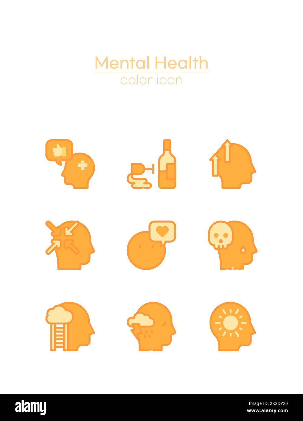 mental health, psychology theme orange and yellow two tone colored ...
