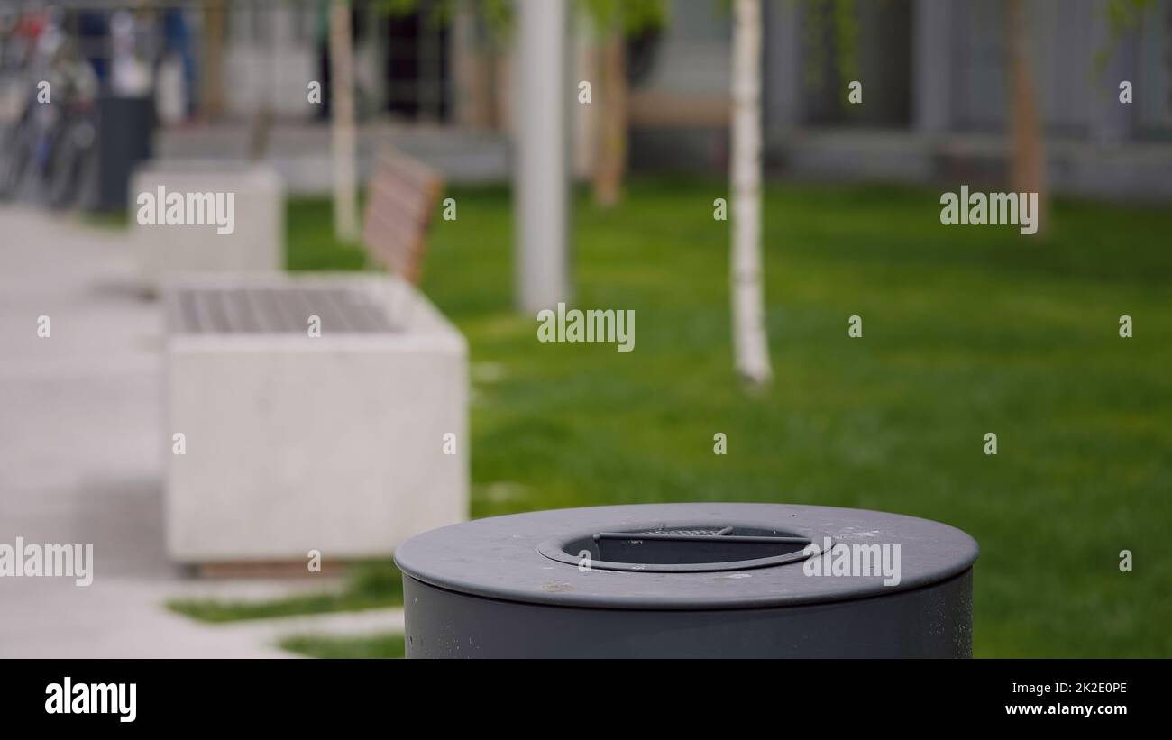 Recycle bin, bank in the park Stock Photo - Alamy