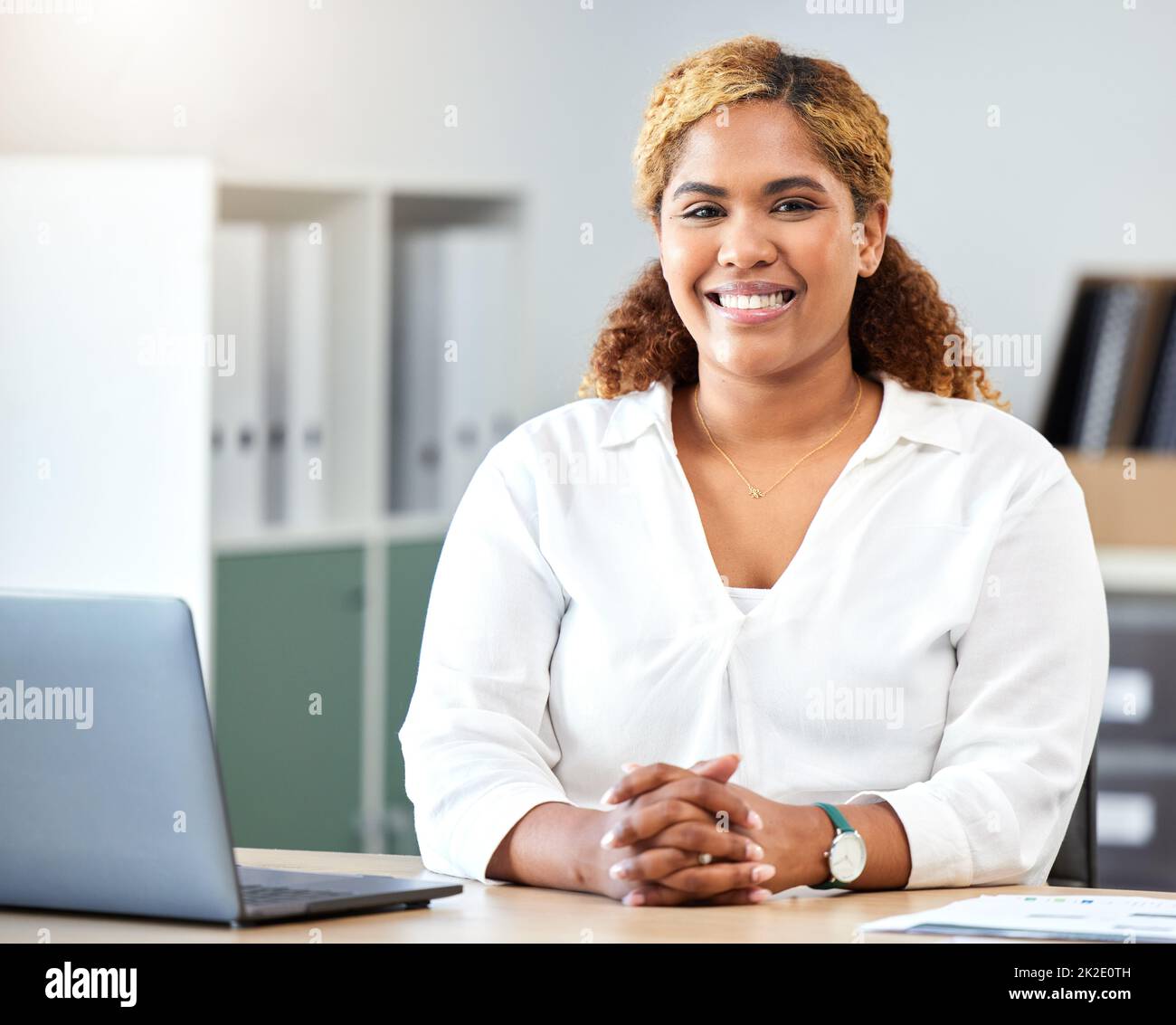 Black woman portrait, happy business entrepreneur and smile employee at ...