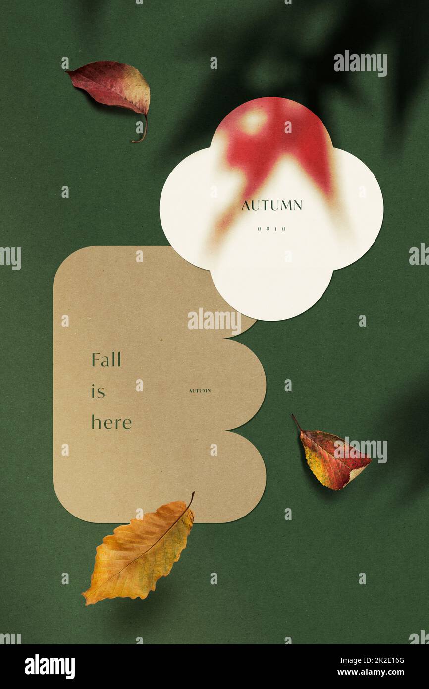 warm autumn graphic frame background with leaves and fall objects Stock ...