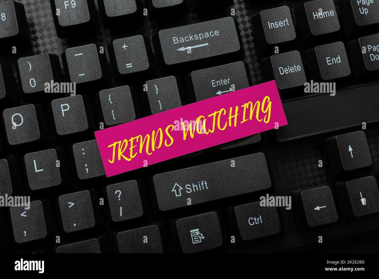 Hand writing sign Trends Watching. Business idea change or development ...