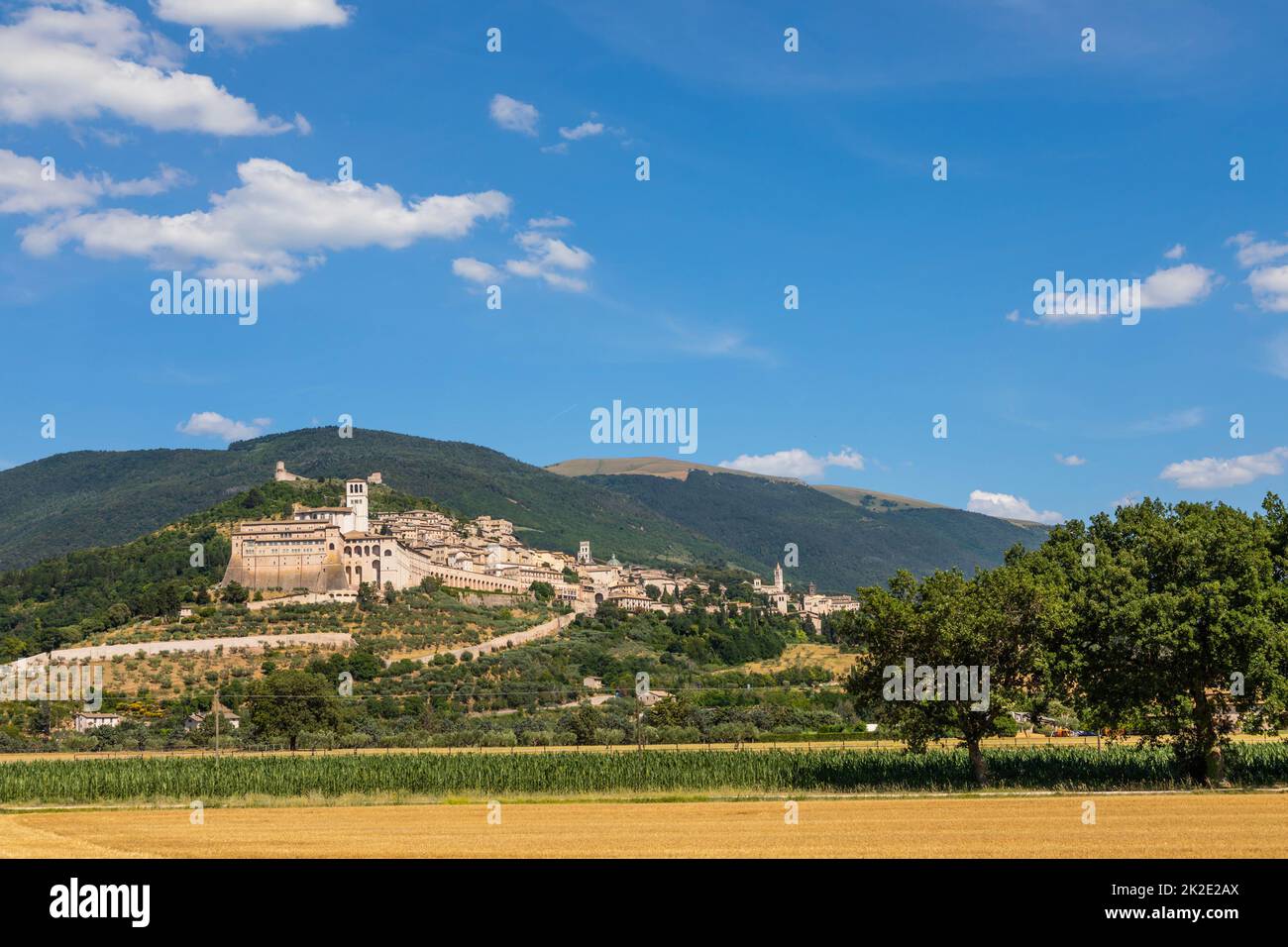 Assisi village in Umbria region, Italy. The town is famous for the most ...