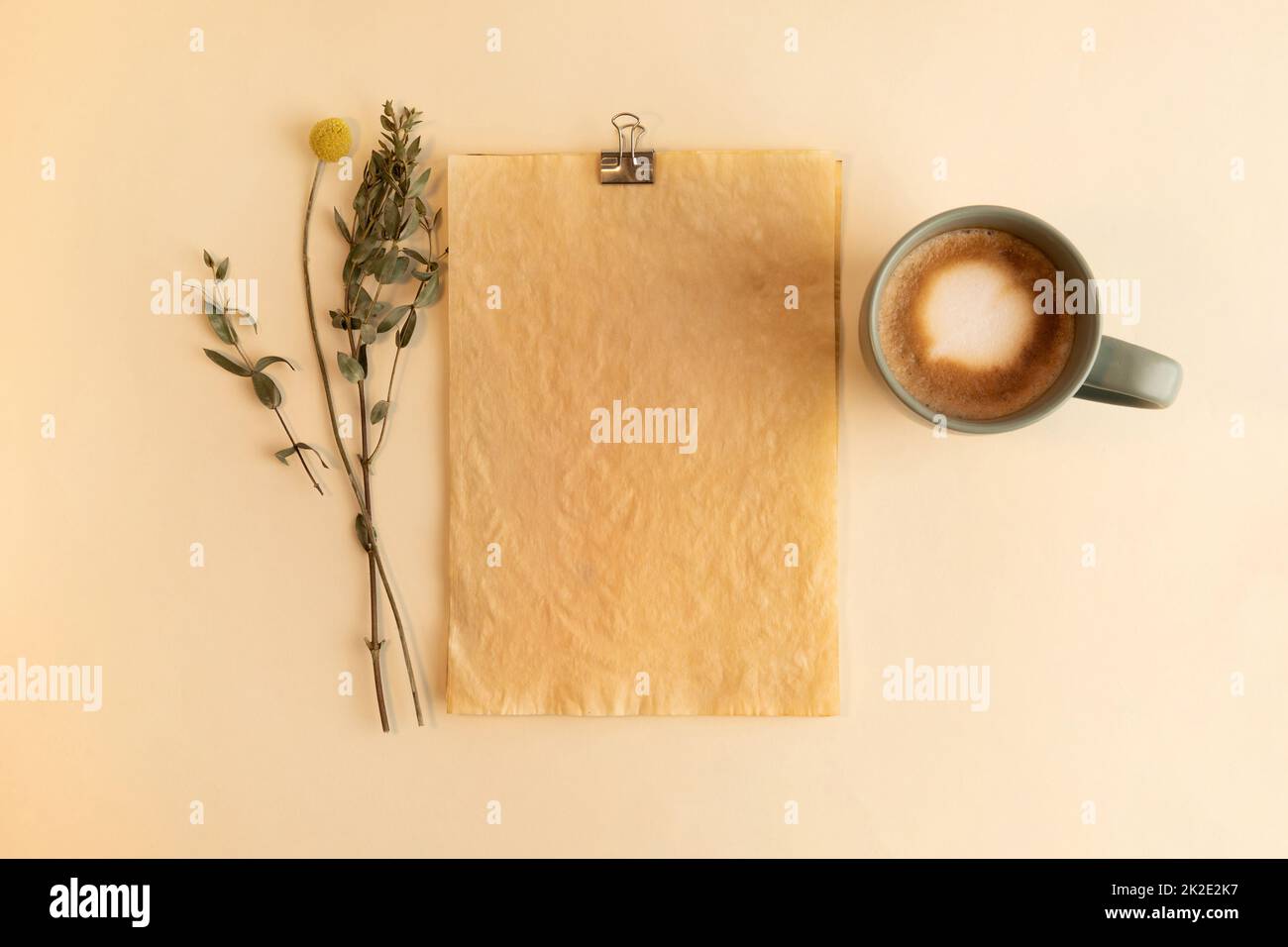autumn aesthetics mood background with paper frame, coffee Stock Photo ...