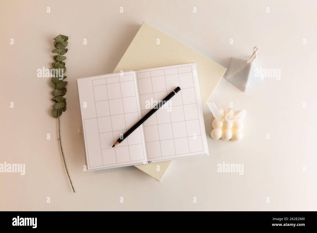 autumn aesthetics mood background with paper frame, dry flower, diary ...