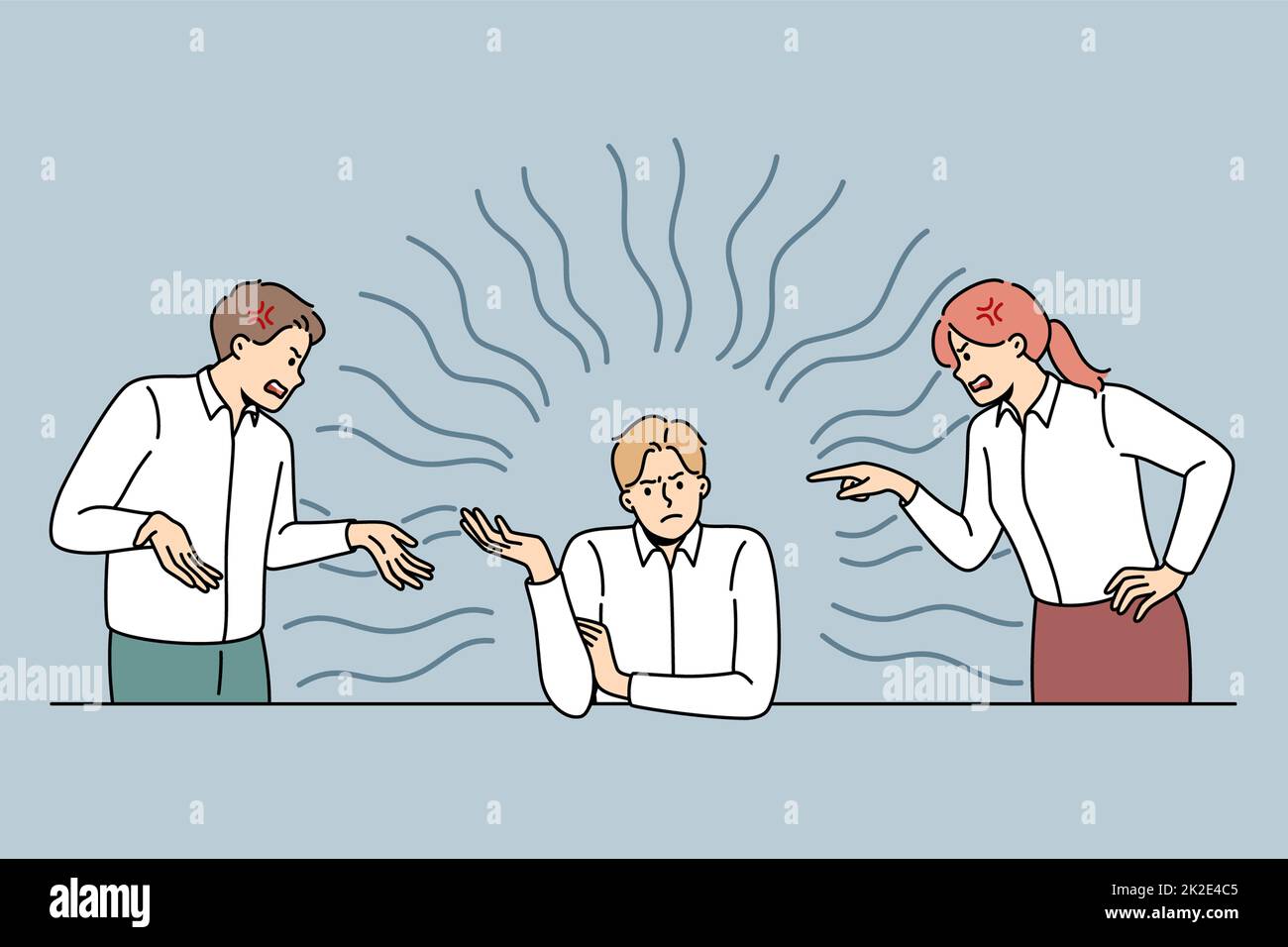 Employees fight with selfish male colleague Stock Photo - Alamy