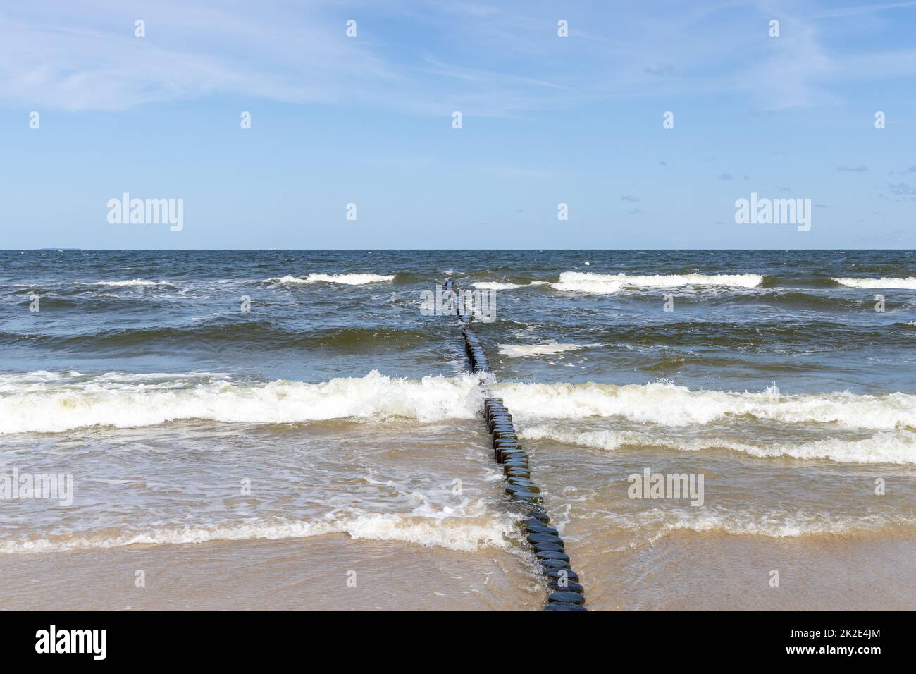 Waves on the beach of Zempin on the island of Usedom on a beautiful day ...