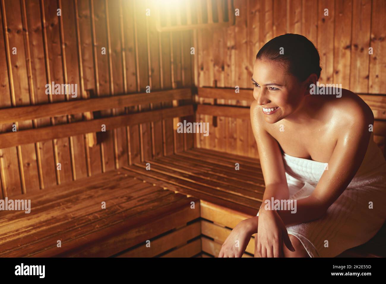 Woman in sauna natural sauna hi-res stock photography and images - Alamy
