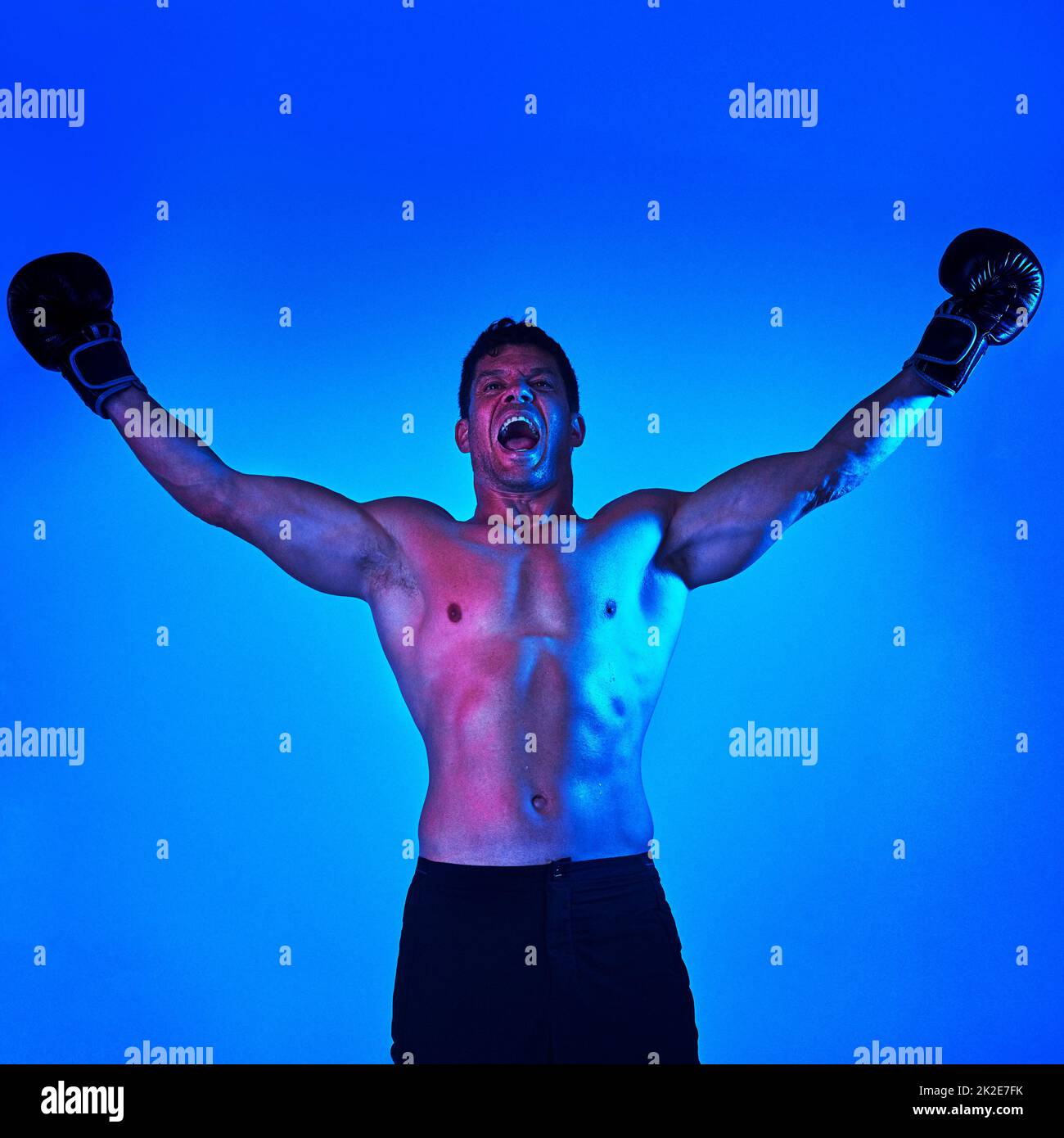 Mindset is what makes you a true champion. Blue filtered shot of a ...