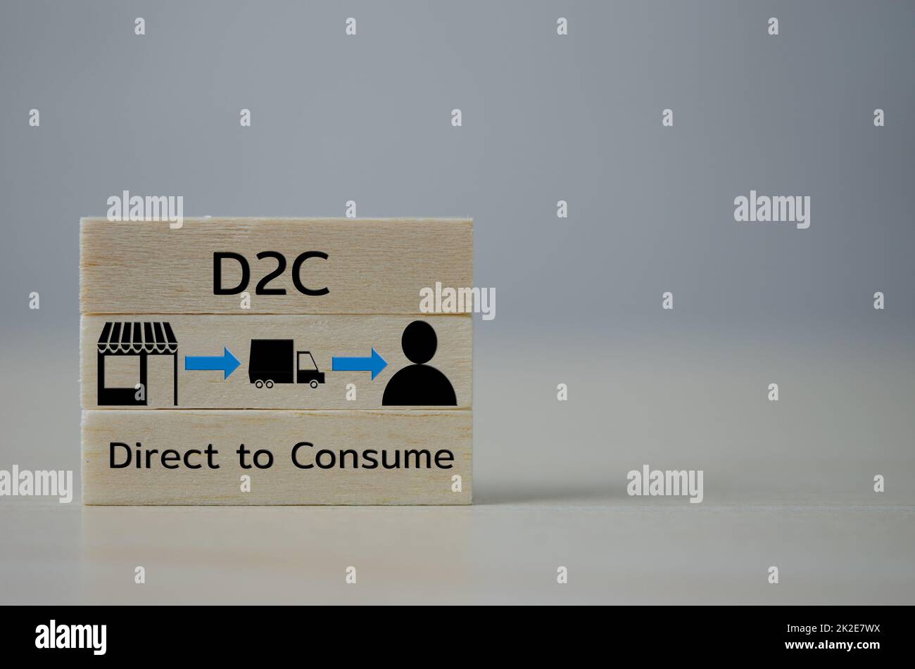 wooden cubes with Direct to Consumer D2C on table and copy space ...