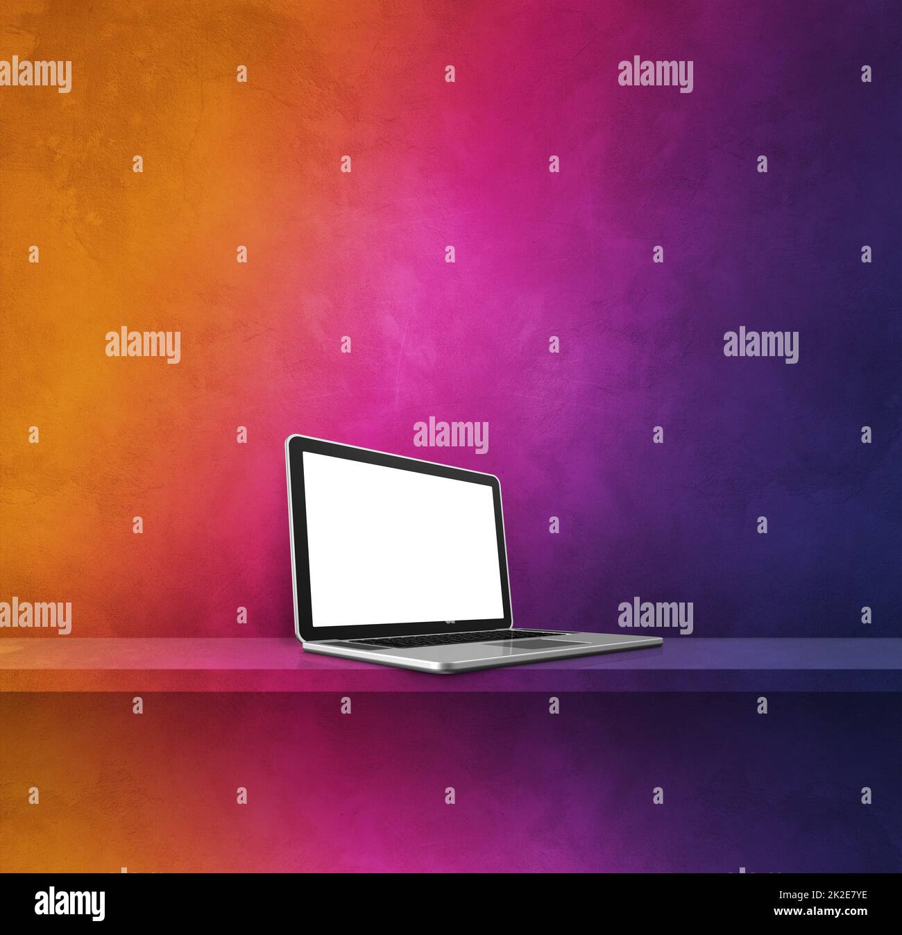 Laptop computer on rainbow shelf. Square background Stock Photo - Alamy