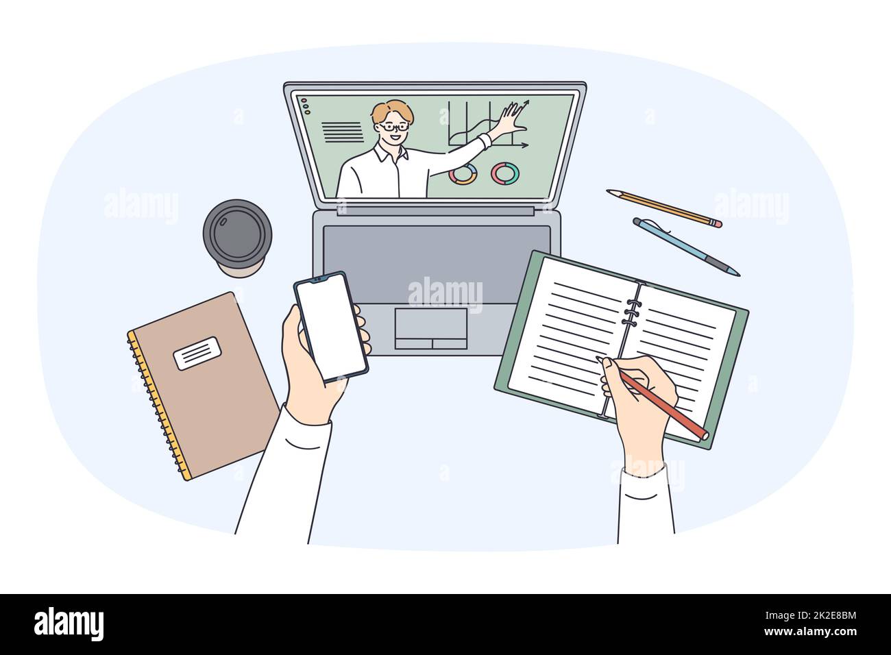 Student use gadgets study online on computer Stock Photo - Alamy