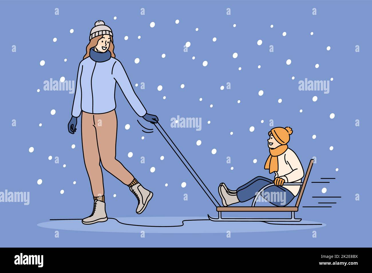 Boy sled ride on hi-res stock photography and images - Alamy