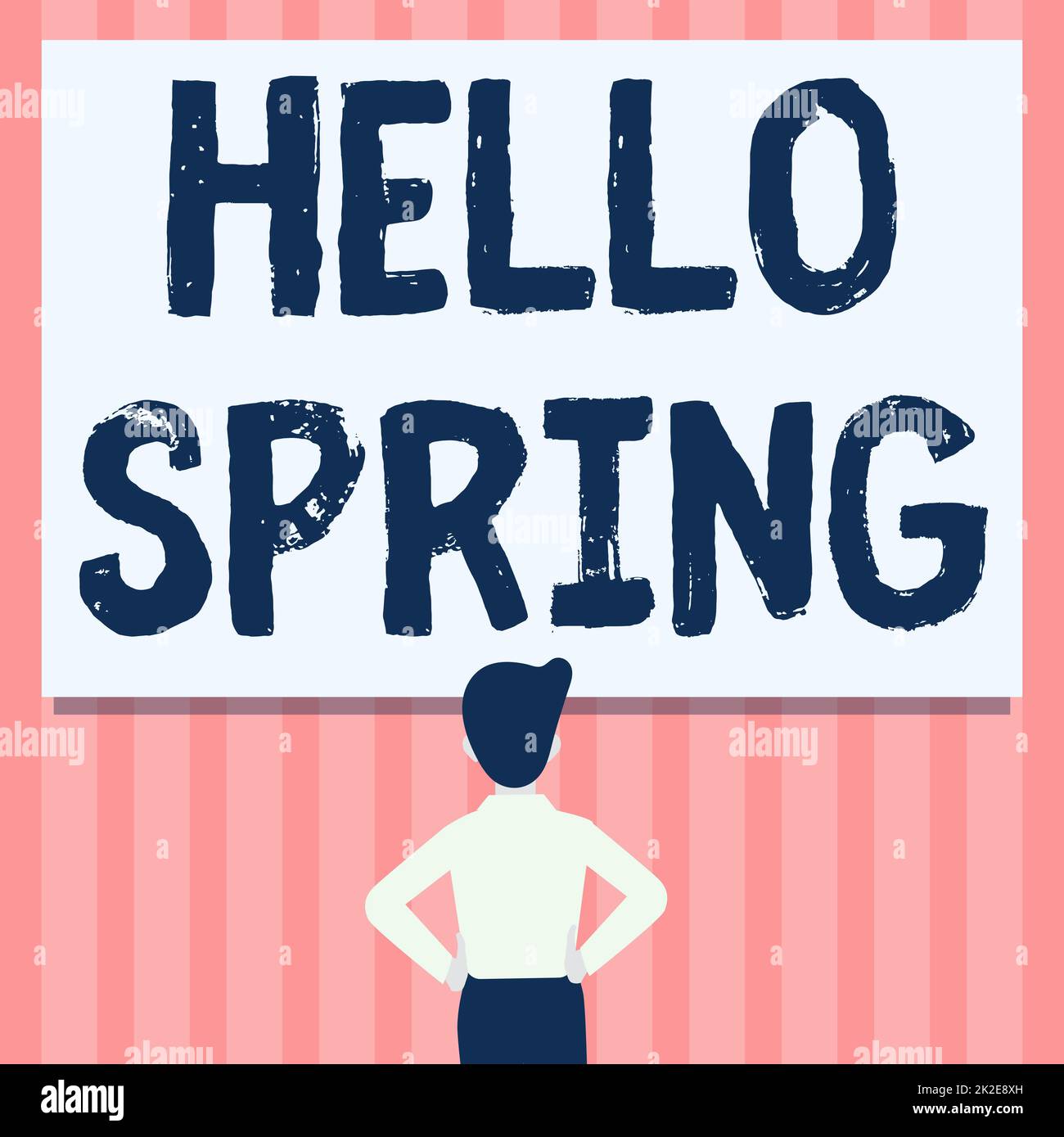 Hand writing sign Hello Spring. Business approach Welcoming season ...