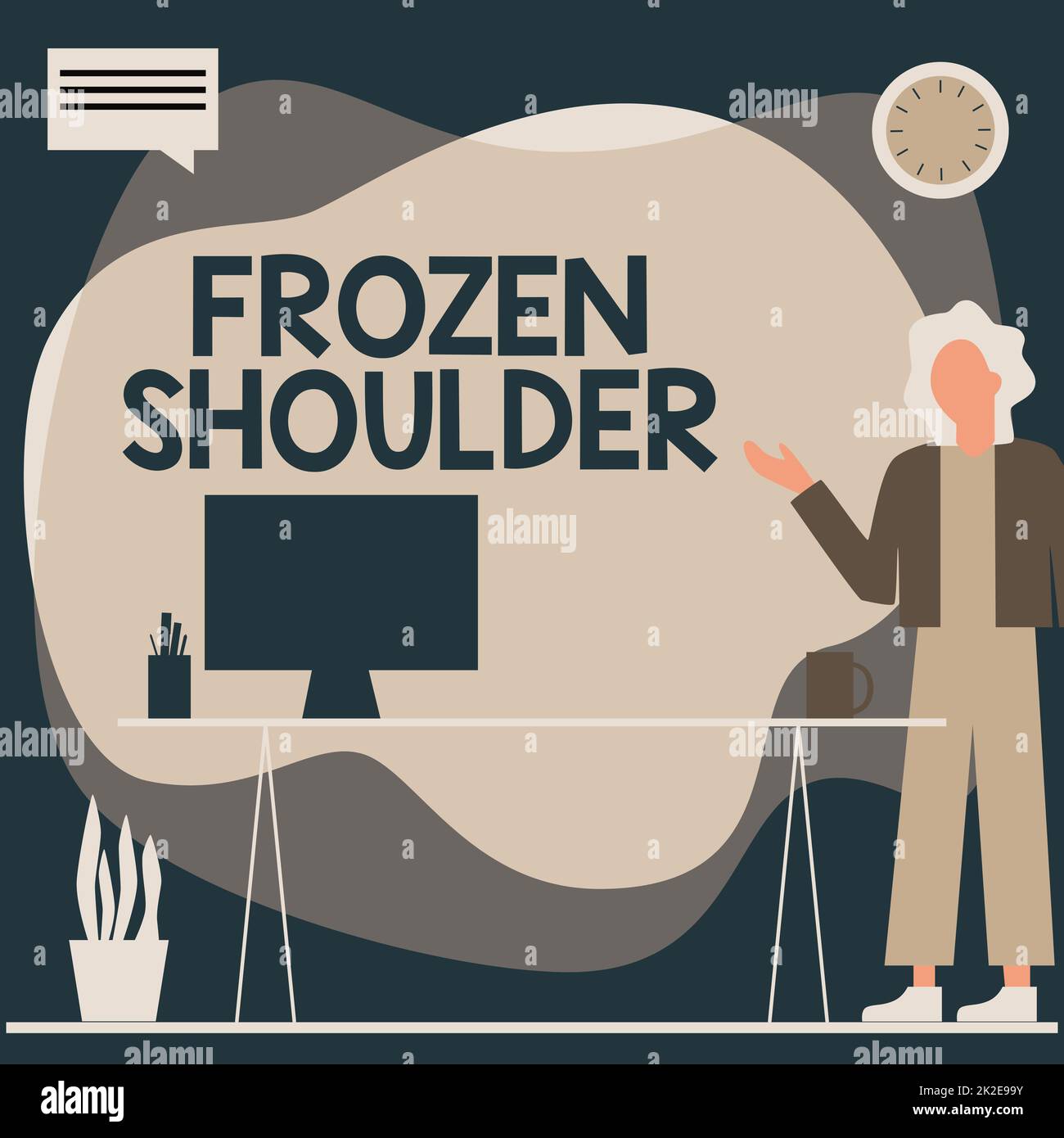 Hand writing sign Frozen Shoulder. Business concept characterized by ...