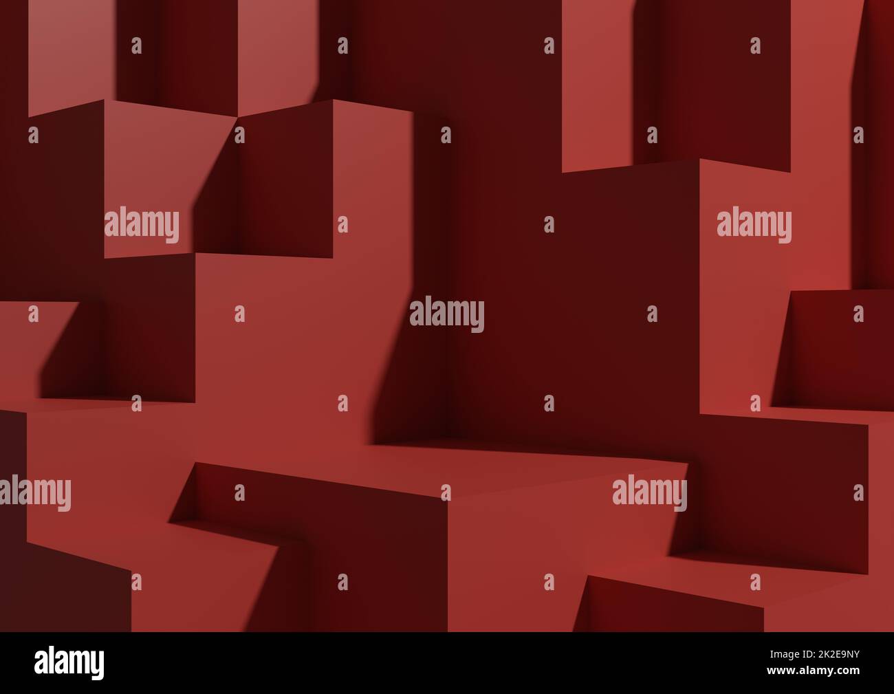 Minimal Bright Red Background 3D Studio Mockup Scene with Podiums and ...