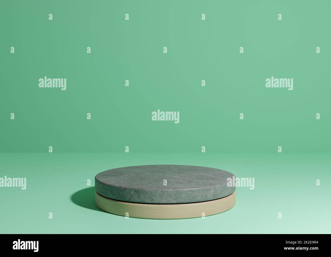 Bright turquoise green 3D rendering simple product display, natural minimal background with ...