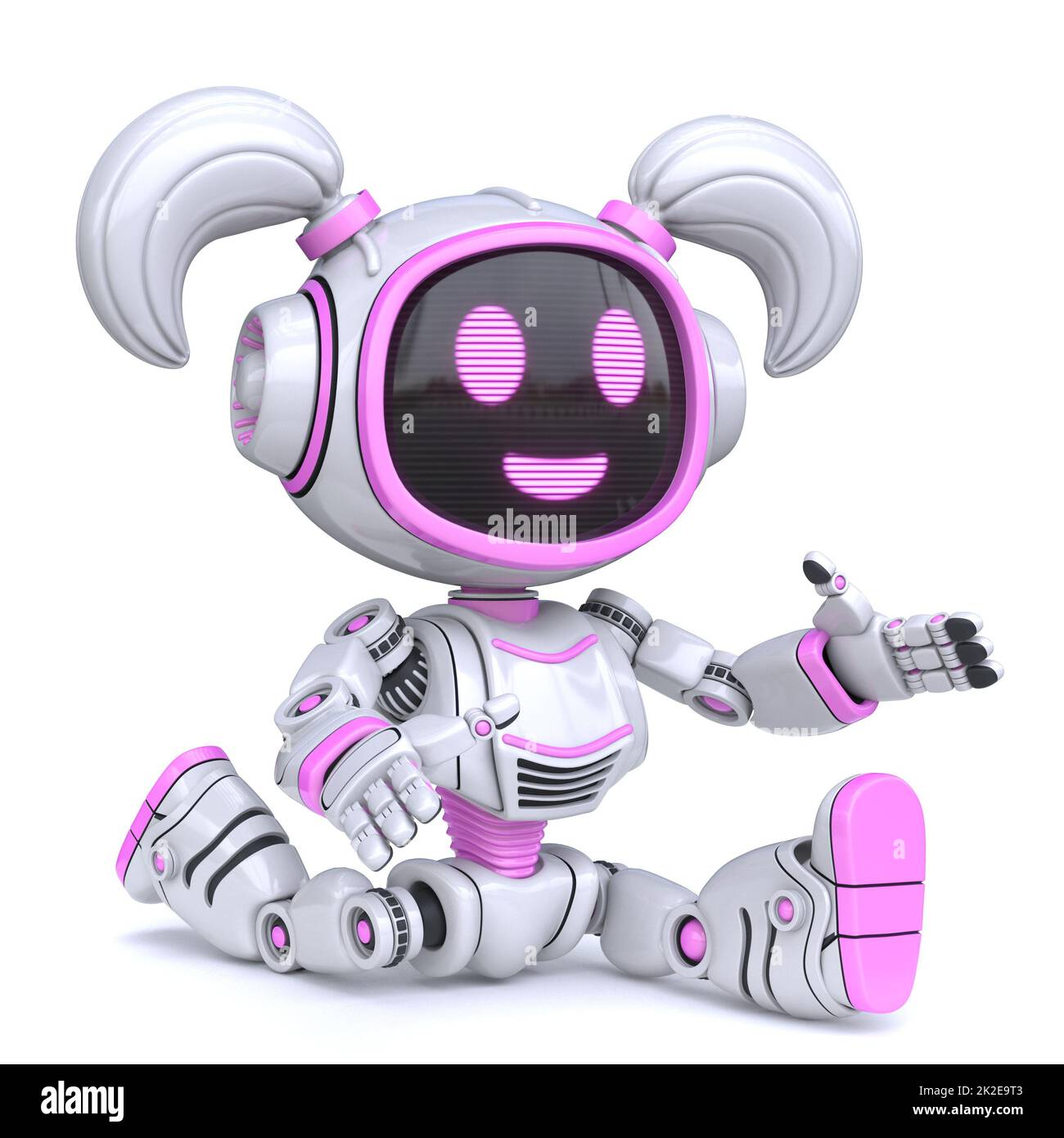 Cute pink girl robot do the splits 3D Stock Photo - Alamy