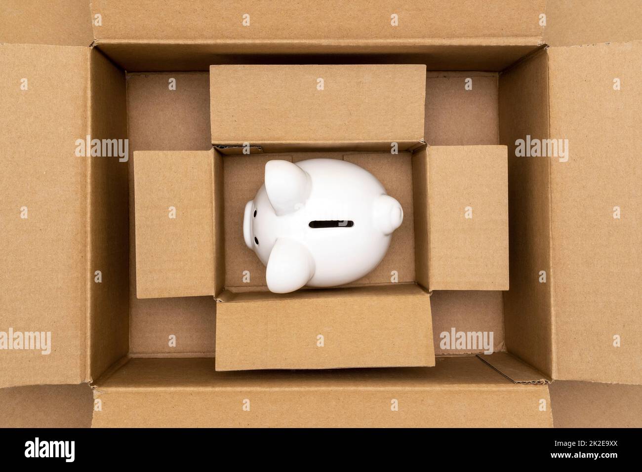 Ceramic piggy bank in open cardboard boxes Stock Photo - Alamy