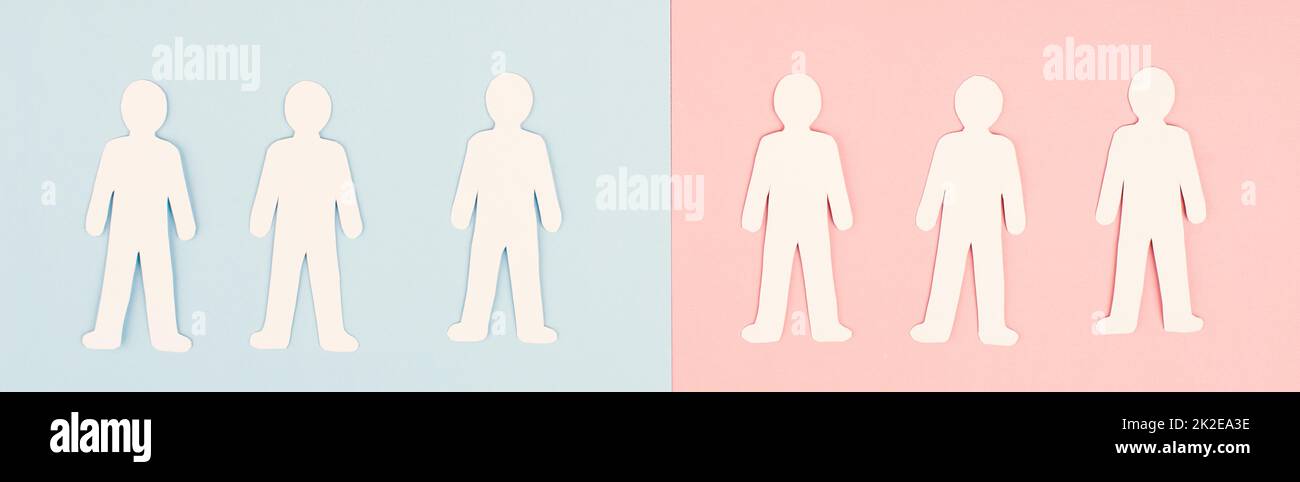 Two groups of people, equal men and woman, community of humans ...