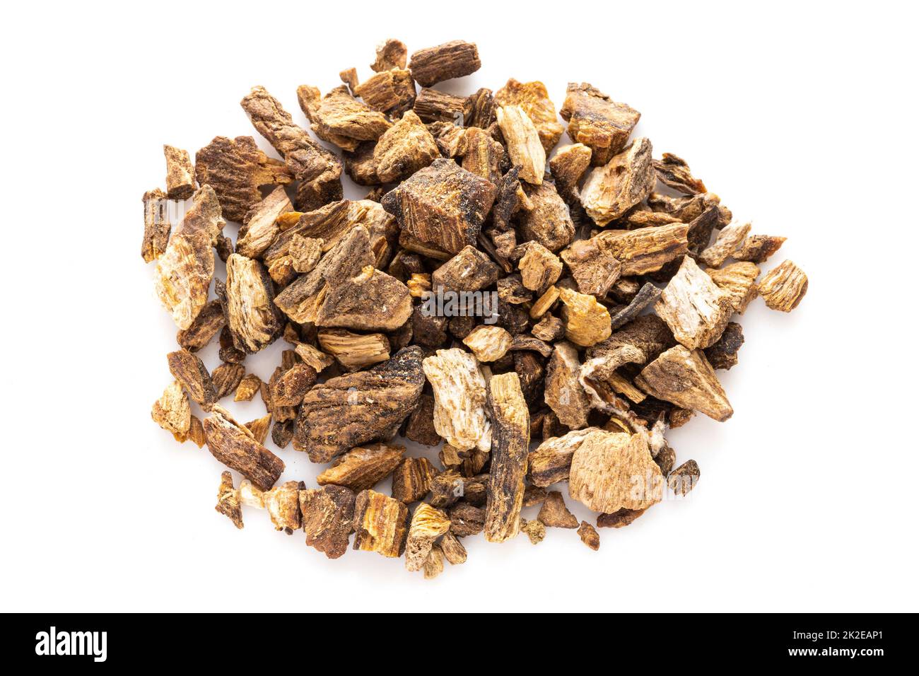 portion of chopped dried burdock roots on white Stock Photo - Alamy