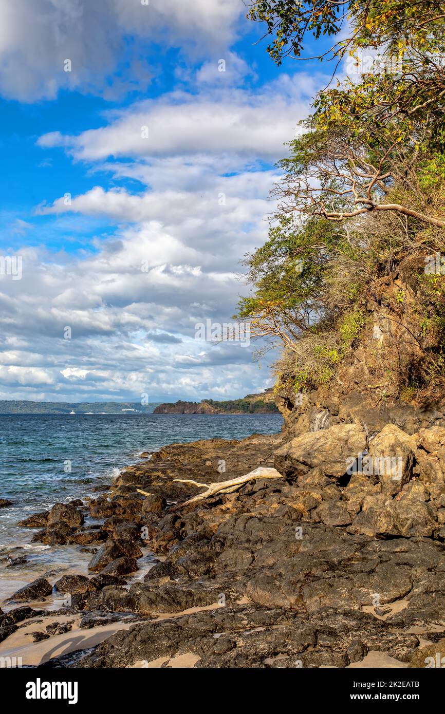 pacific ocean waves on rock in Playa Todo Aventura, El Coco Costa Rica ...