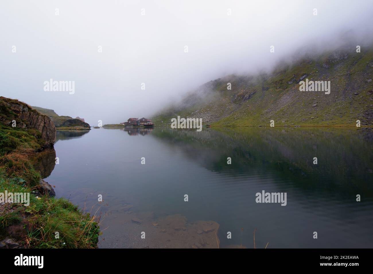 View of Balea Lake. Glacial lake, on Transfagarasan highway Stock Photo ...