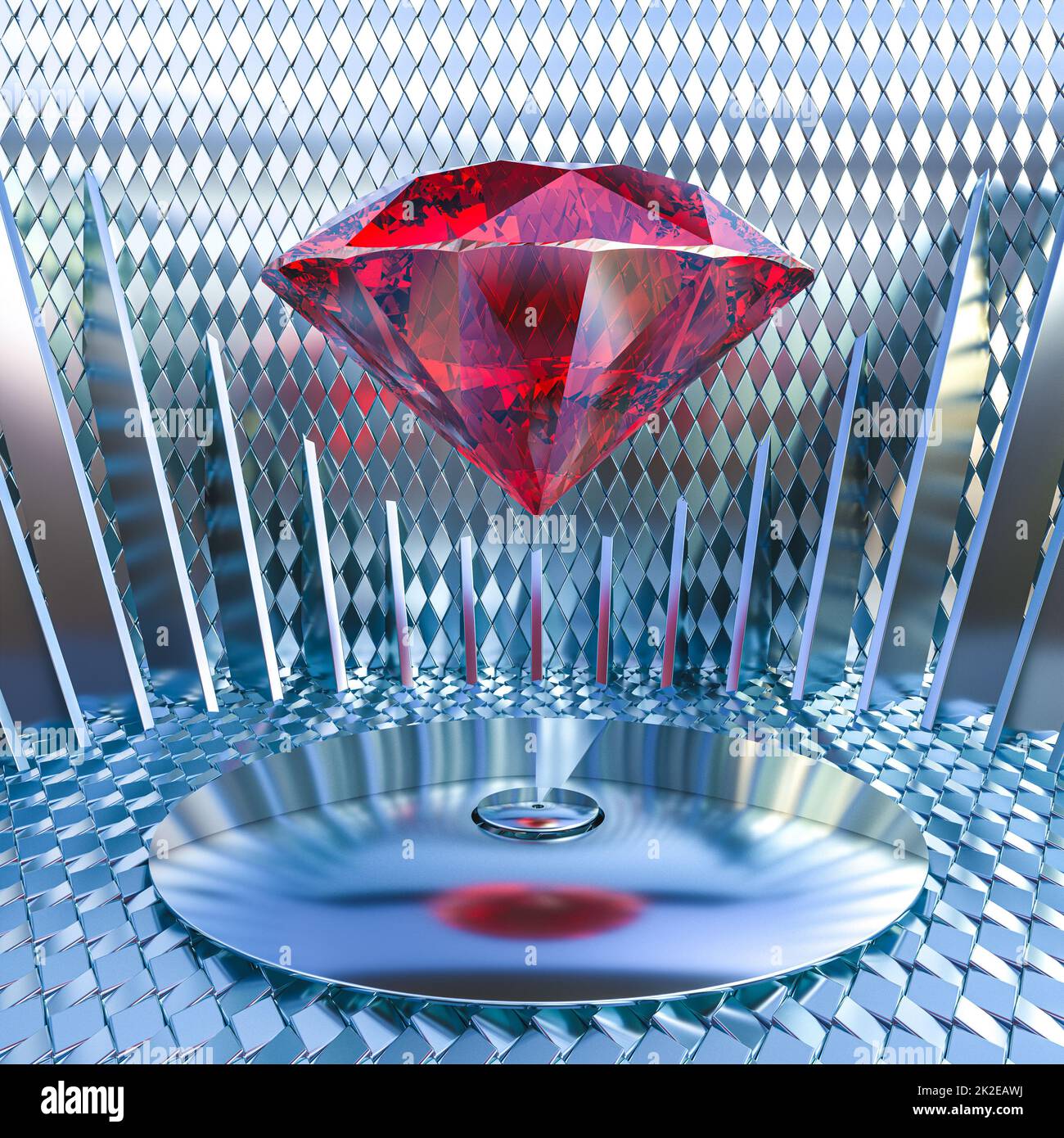 abstract metallic background with geometric elements and red diamond ...