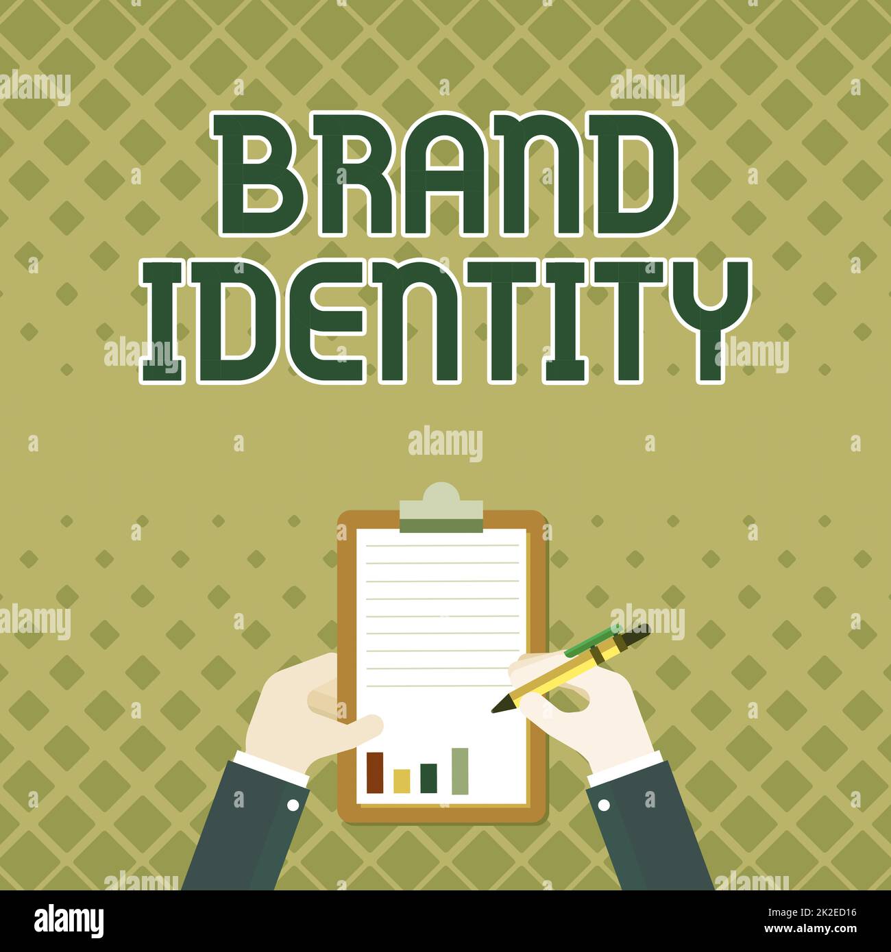 Hand writing sign Brand Identity. Concept meaning visible elements of a ...