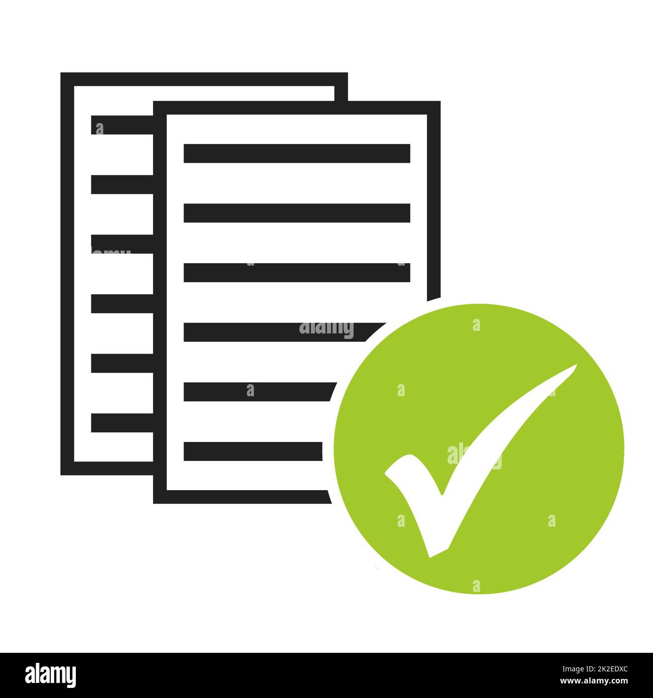 Documents, paper or data with green tick Stock Photo - Alamy