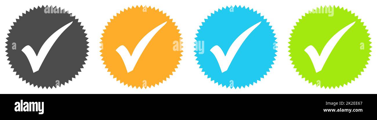 Buttons black, orange, blue, green: Tick Stock Photo - Alamy