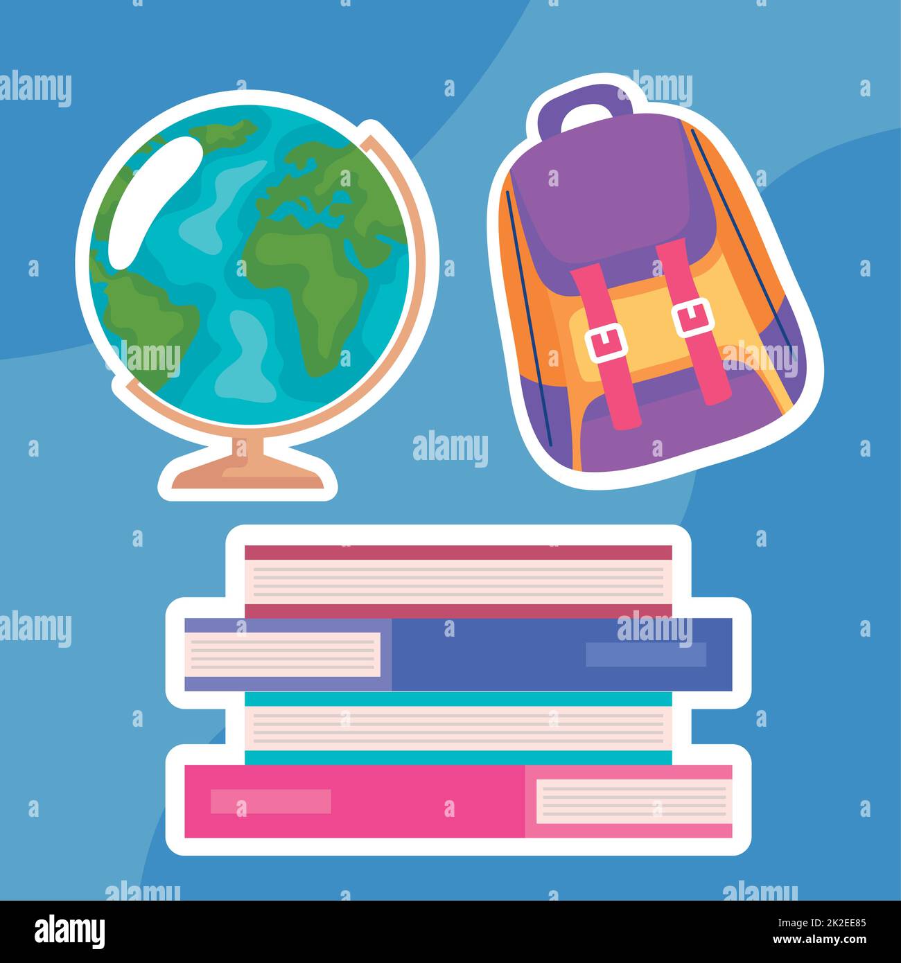 schoolbag and books with world map Stock Vector Image & Art - Alamy