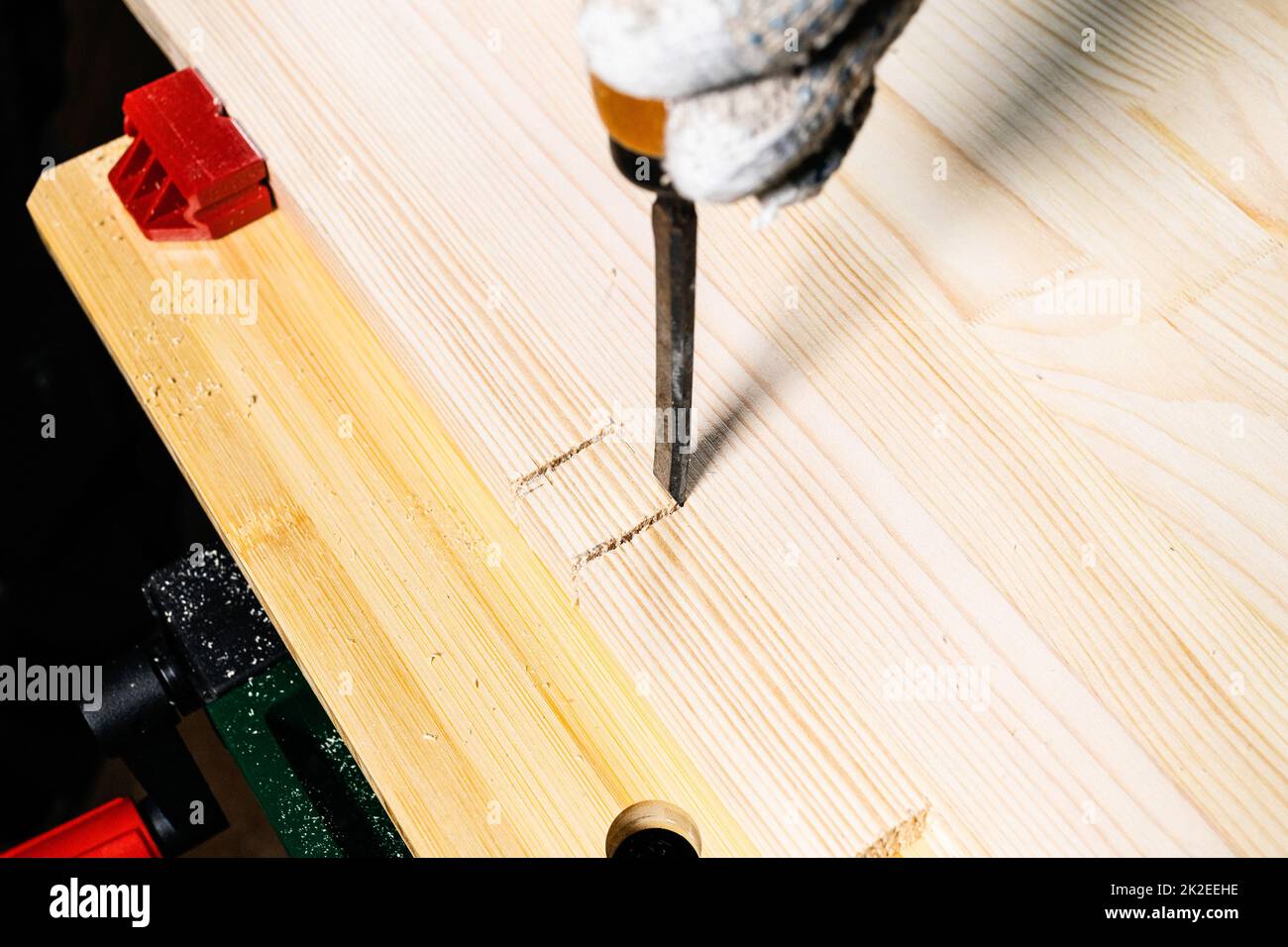 Male using wood chisel hi-res stock photography and images - Alamy