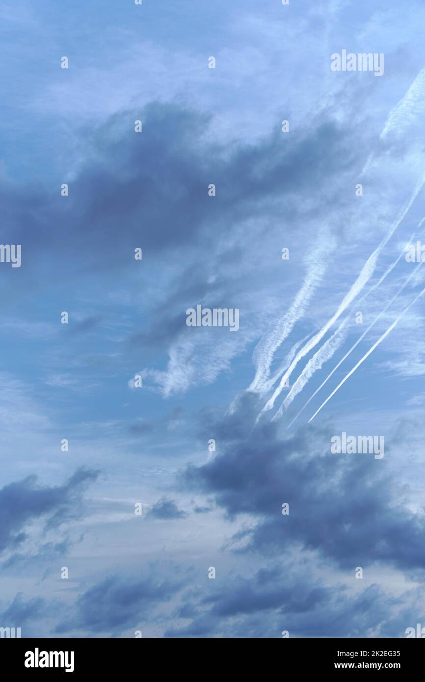 Blue sky full of white clouds, sunny day Stock Photo - Alamy