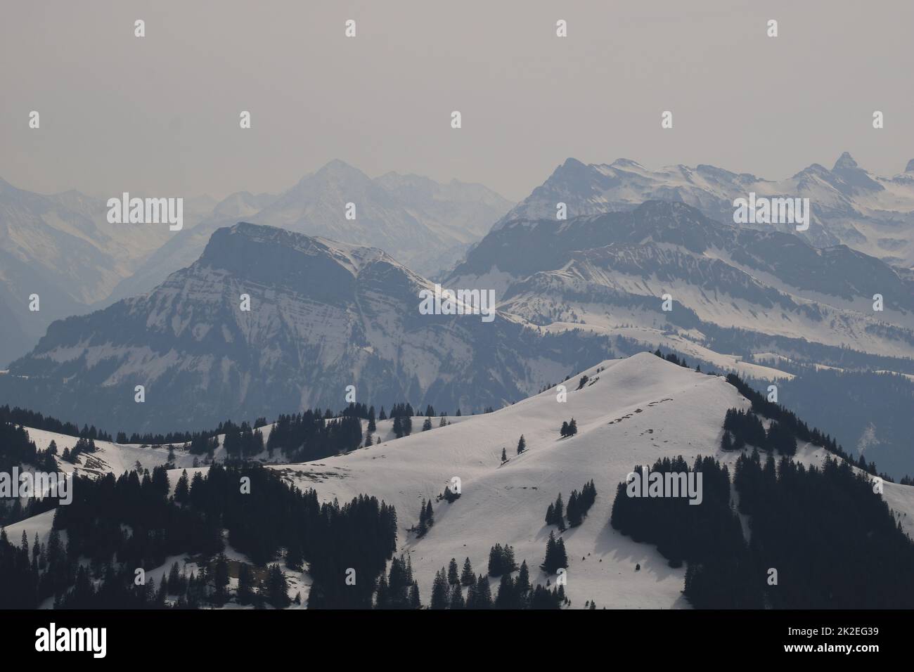 Beautiful shaped mountains in Schwyz Canton Stock Photo - Alamy
