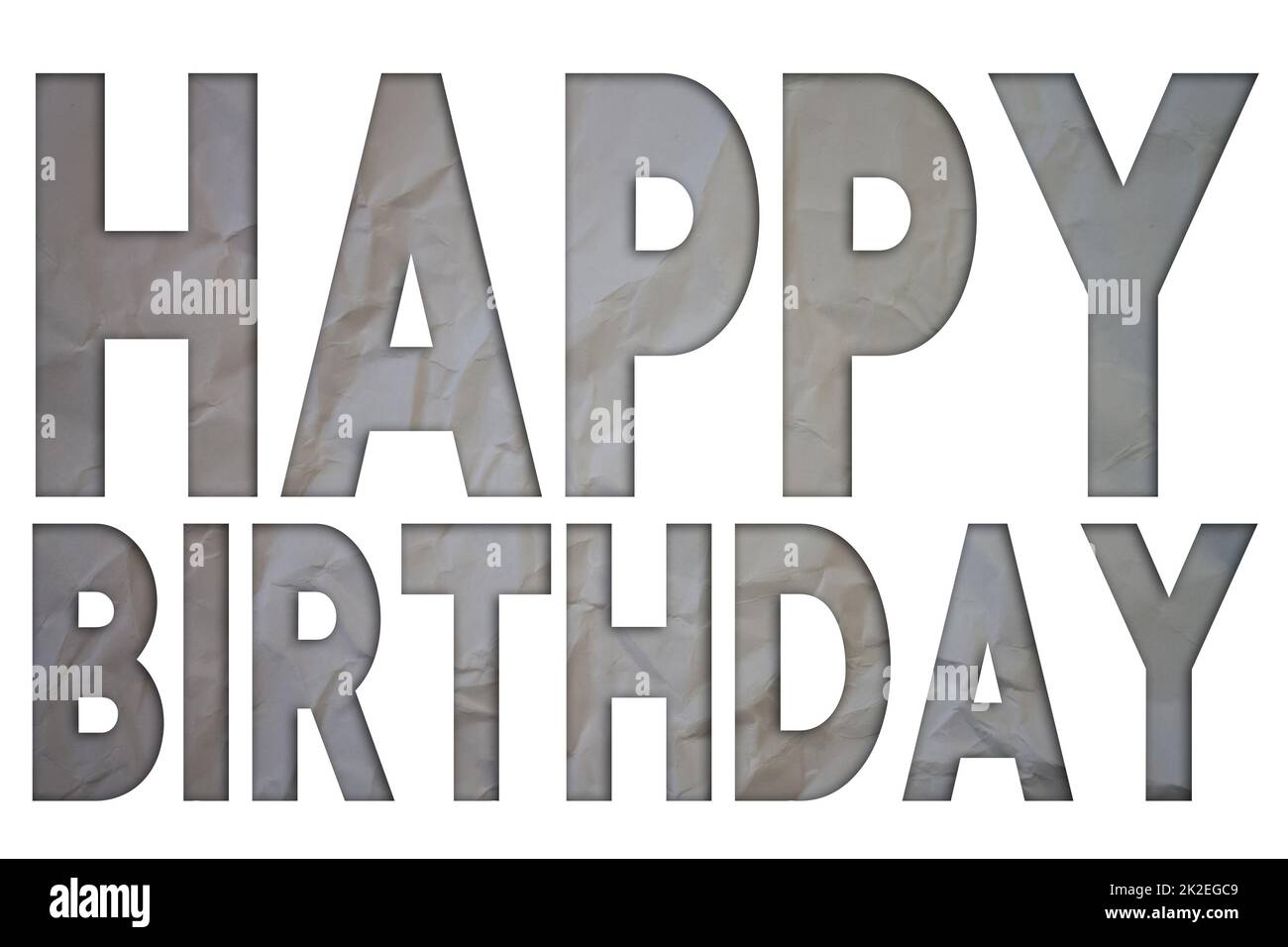 Happy Birthday text with Torn, Crumpled White Paper on colored ...