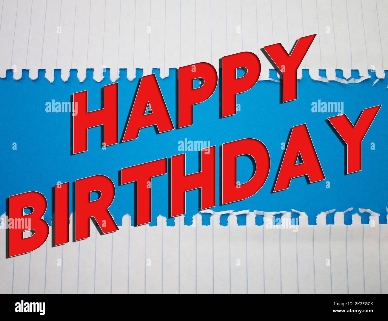 Happy Birthday text with Torn, Crumpled White Paper on colored ...