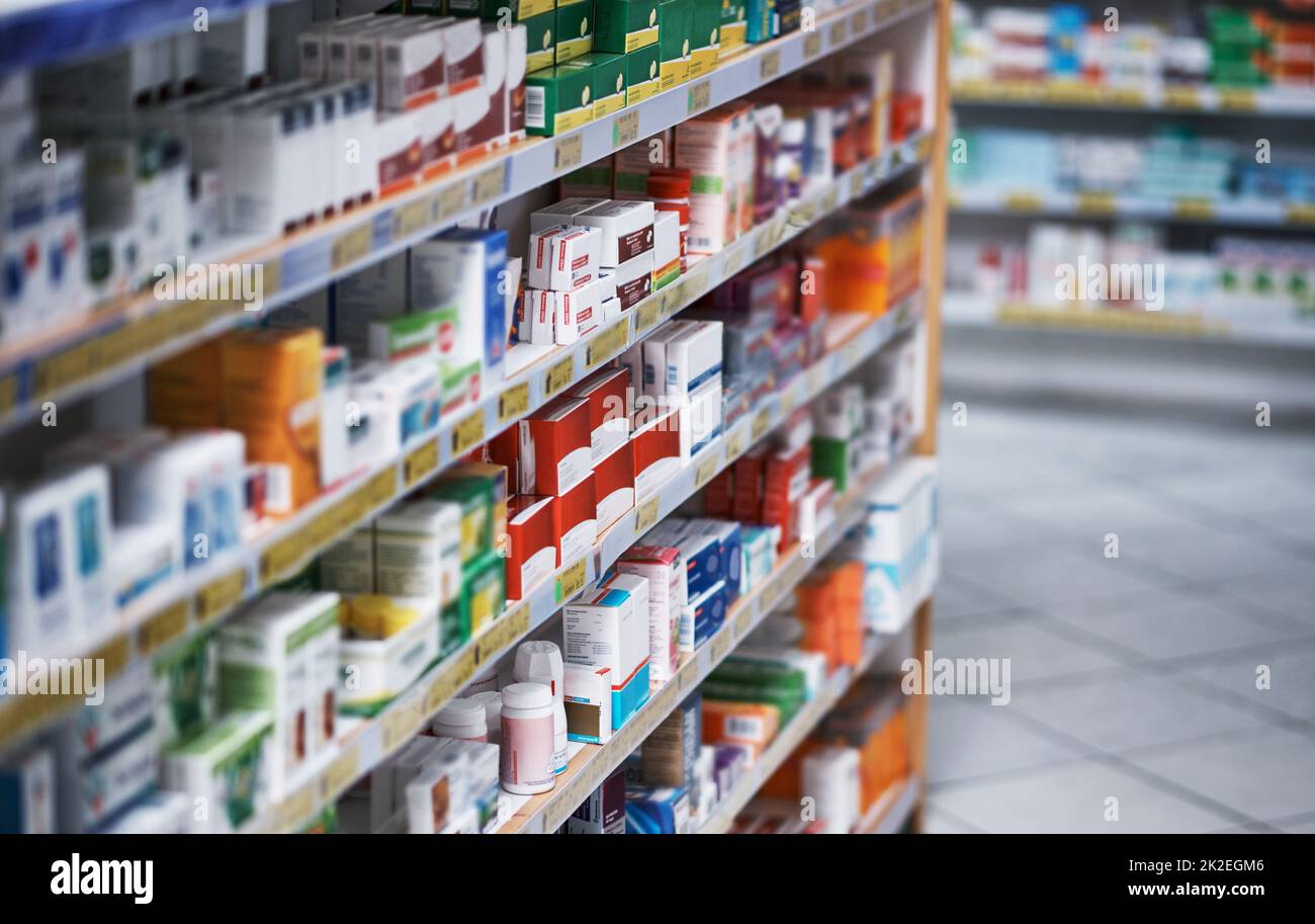 Broad spectrum of brands to get your better. Shot of shelves stocked ...