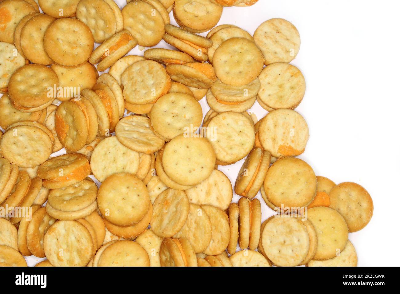 Pile of Cheese Snack Crackers Close up Stock Photo - Alamy