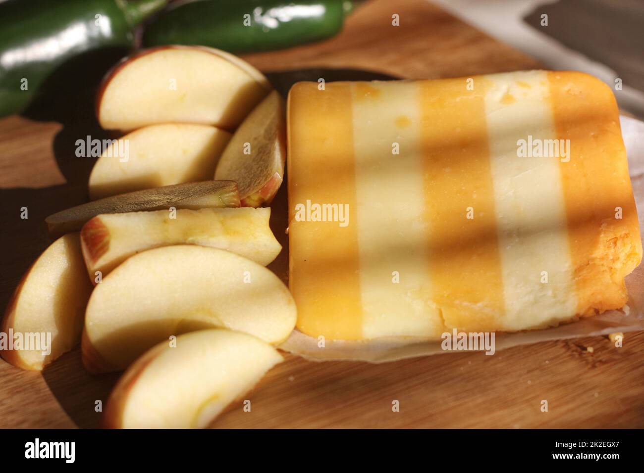 5 Layered English Cheese With Apples in Rustic Kitchen With Natural ...