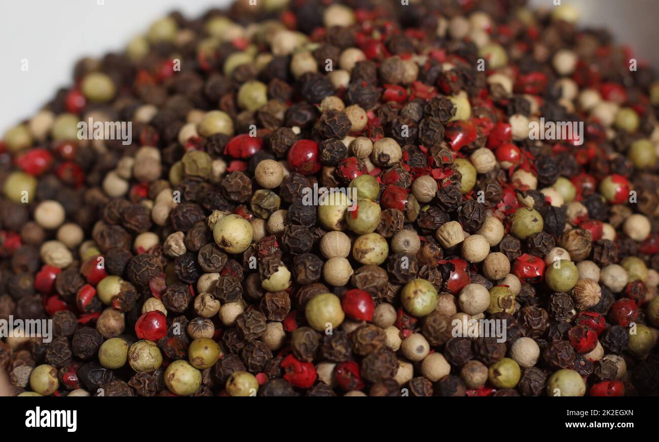 Mixed Peppercorns in Organic Market For Sale Close up Stock Photo - Alamy