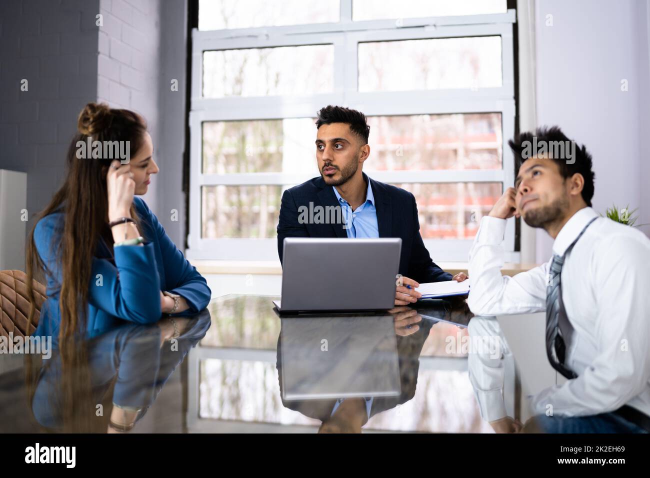 Angry Sad Family With Lawyer Stock Photo - Alamy