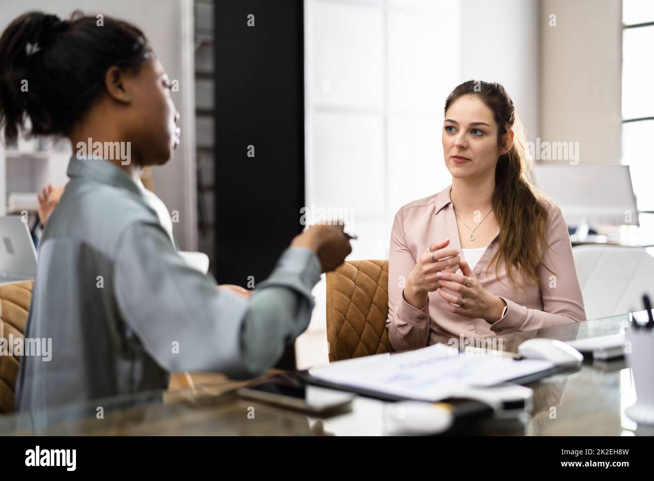Two Business People Talking Stock Photo - Alamy Two Business People Talking Stock Photo - Alamy