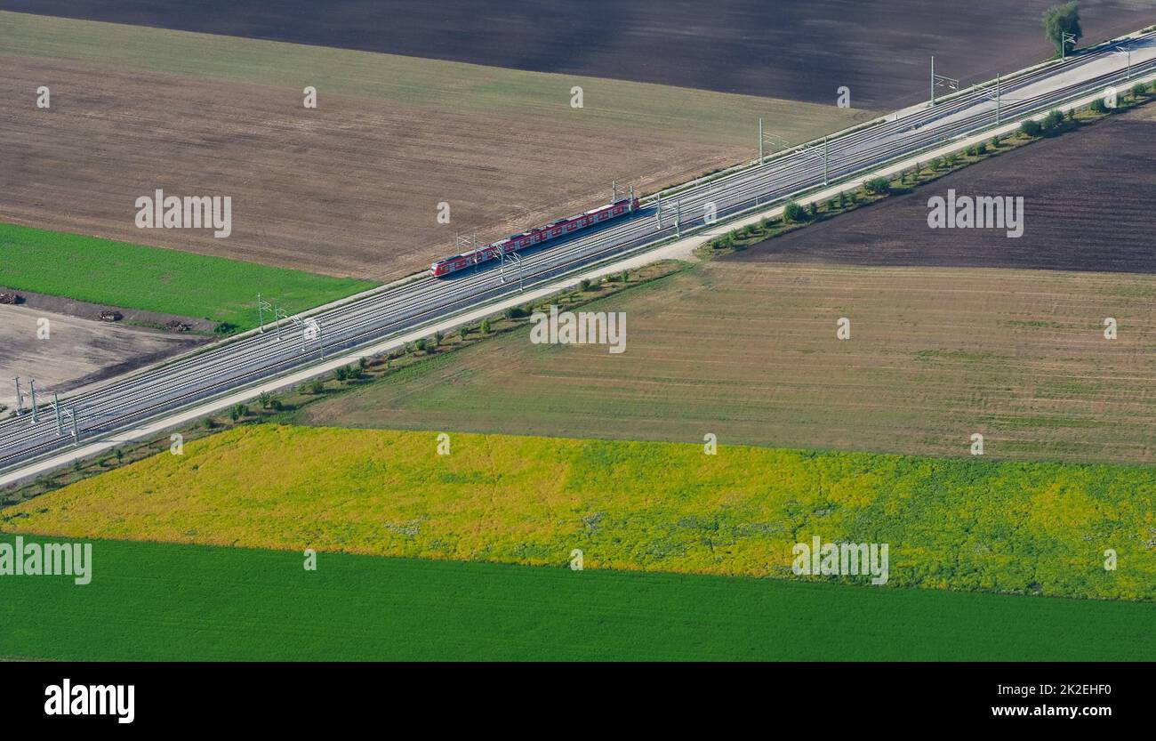aerial view of railway (railroad) line tracks Stock Photo - Alamy