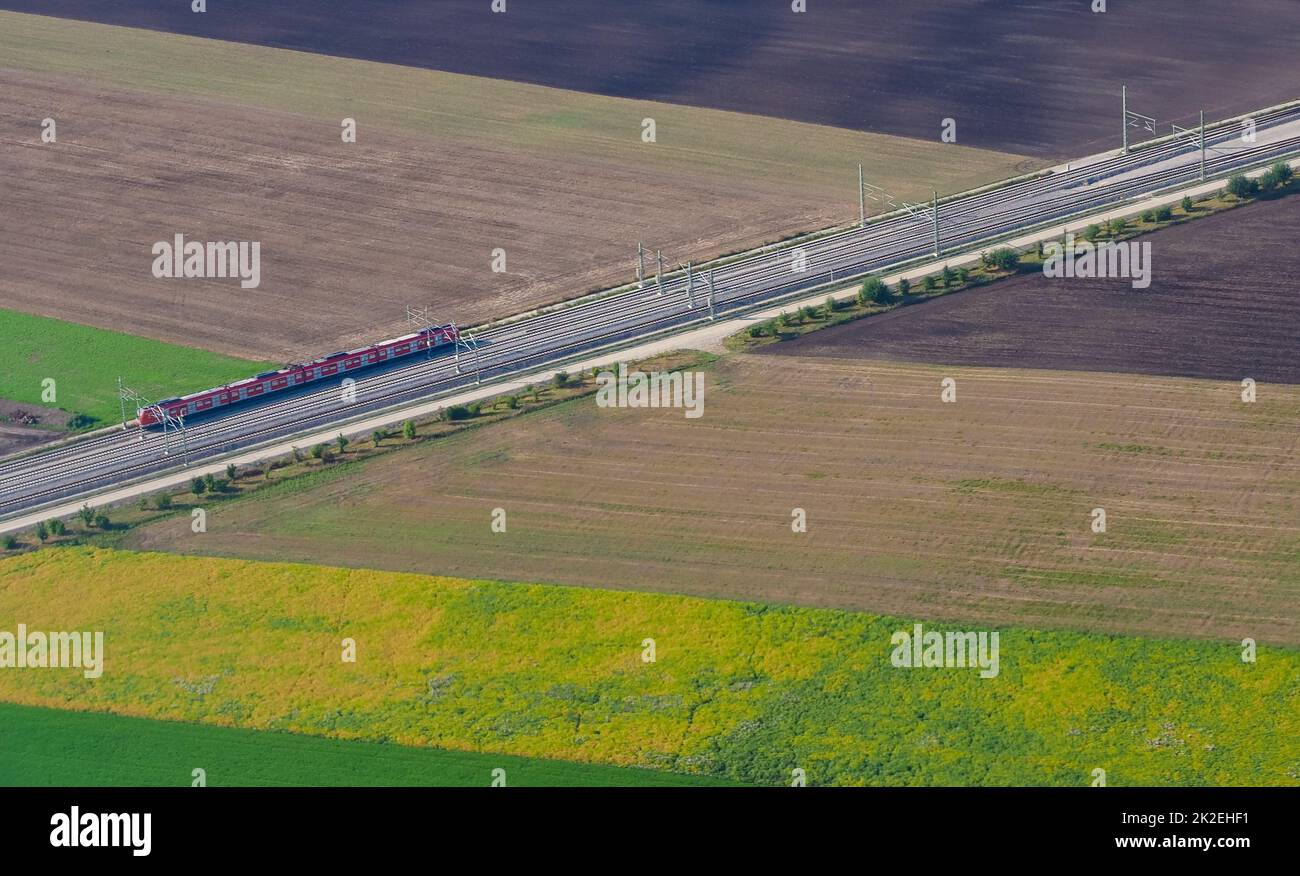 aerial view of railway (railroad) line tracks Stock Photo - Alamy